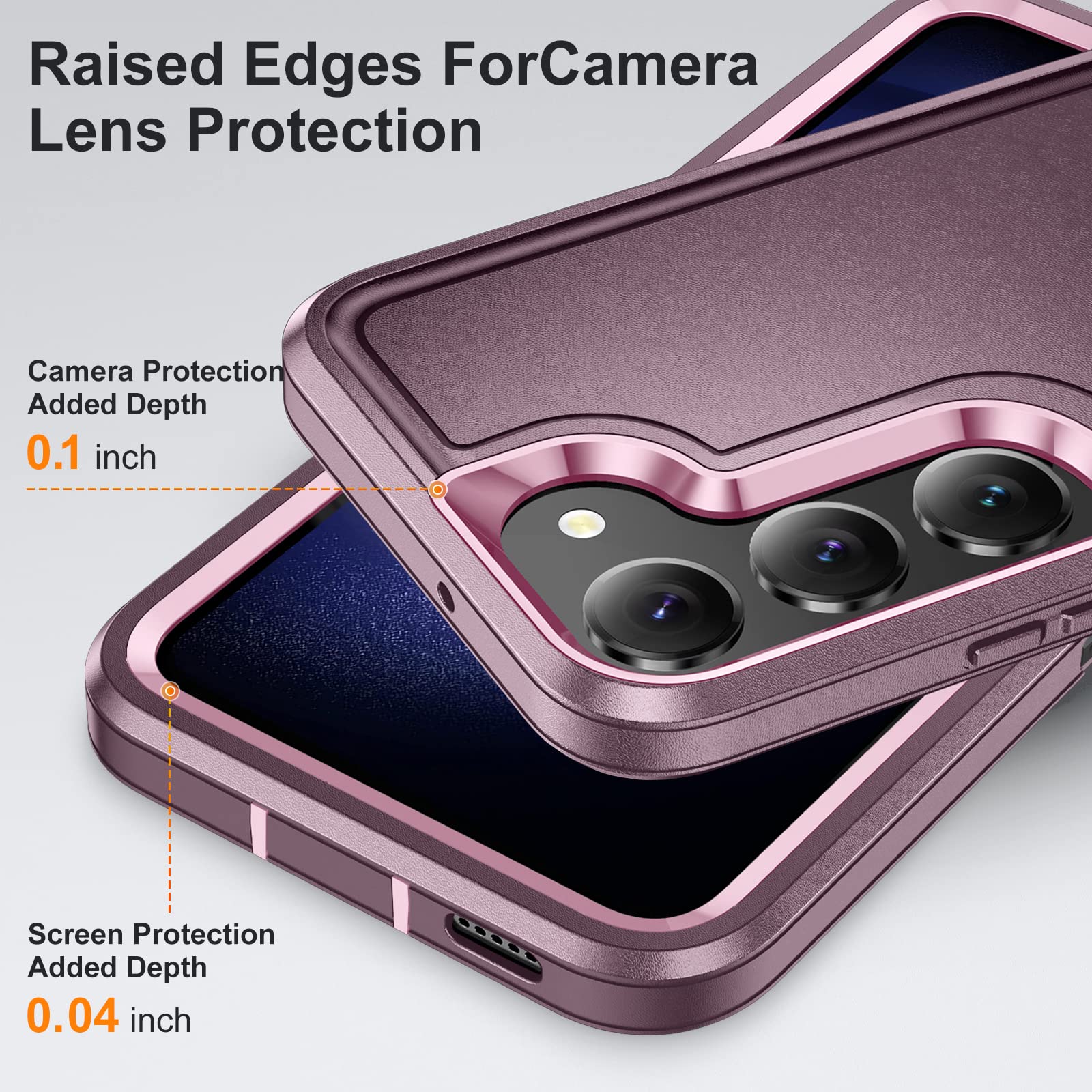 BaHaHoues Samsung Galaxy S23+ Plus Case, Shockproof/DropProof Military Grade Protective Cover with Built in Kickstand, Wireless Charging Compatible, Night Purple/Baby Pink
