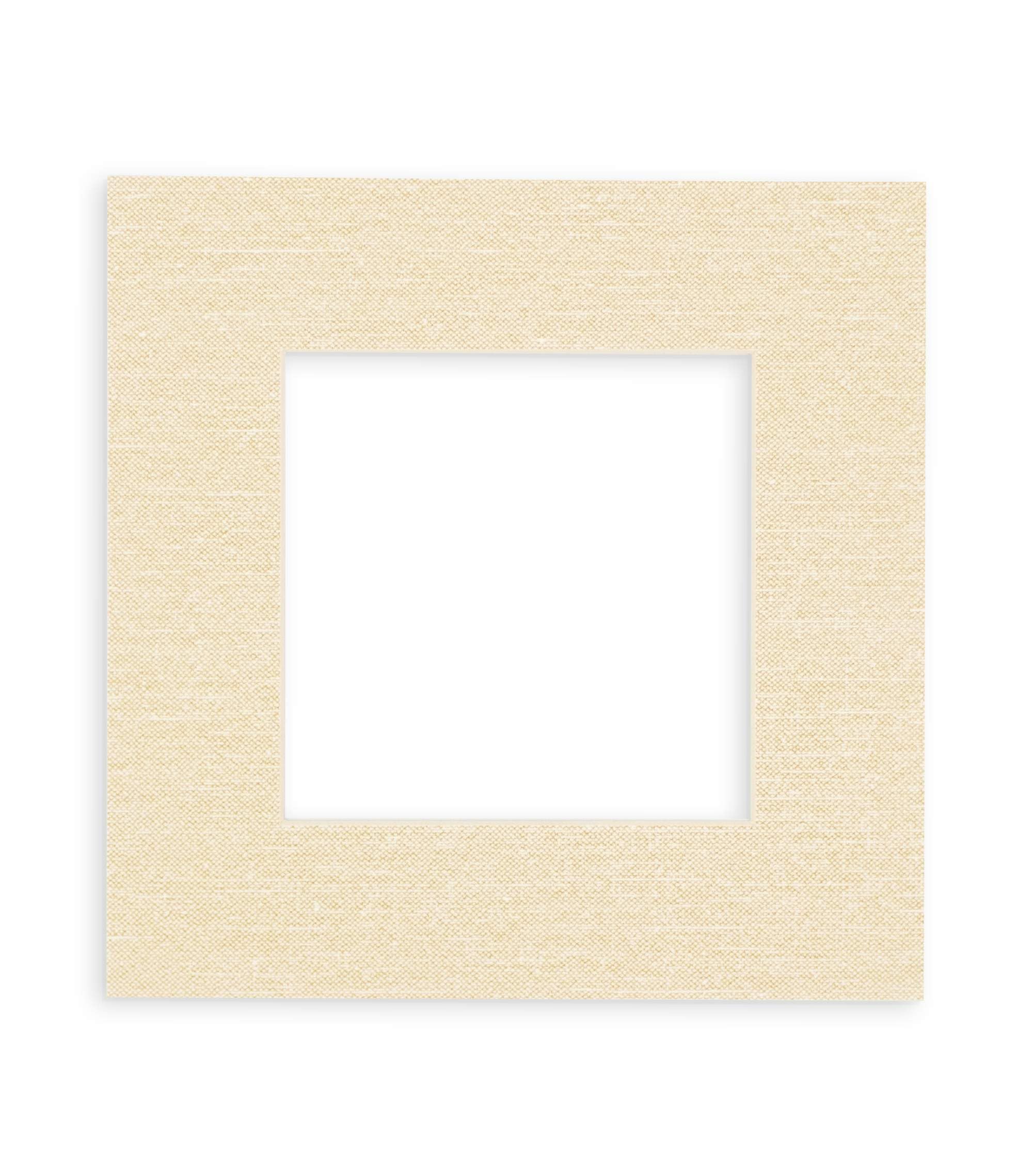 8x8 Mat Bevel Cut for 4x4 Photos - Precut Fresh Linen Canvas Square Shaped Photo Mat Board Opening - Acid Free Matte to Protect Your Pictures - Bevel Cut for Family Photos, Pack of 1 Matboard Show Kit