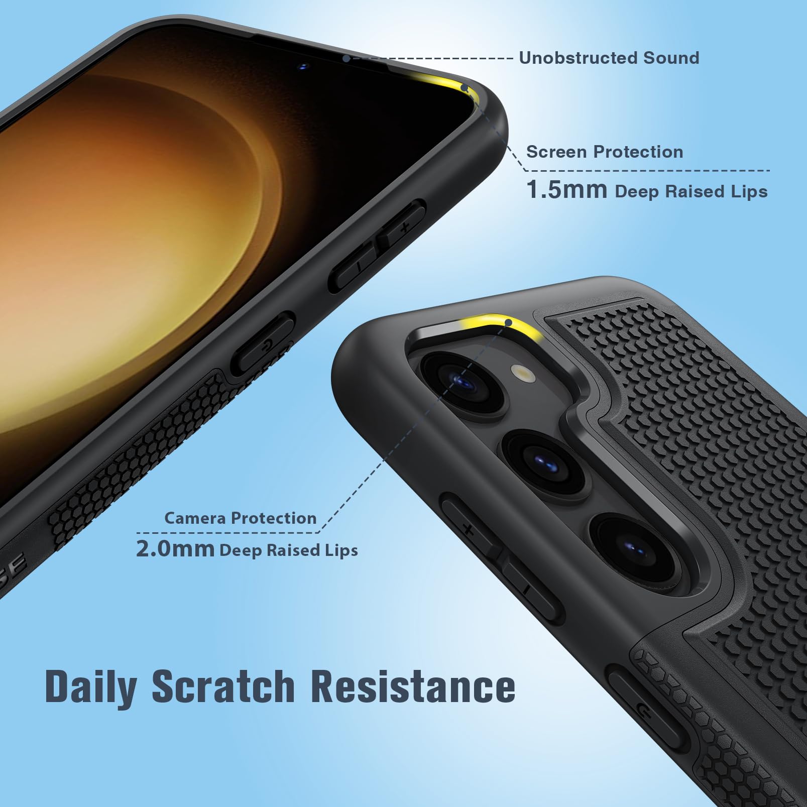 FNTCASE for Samsung Galaxy S23 Case: Dual Layer Heavy Duty Cell Phone Protective Cover Shockproof Rugged with Non-Slip Textured - Military Drop Protection Bumper Tough - 2023, 6.1inch Black Matte