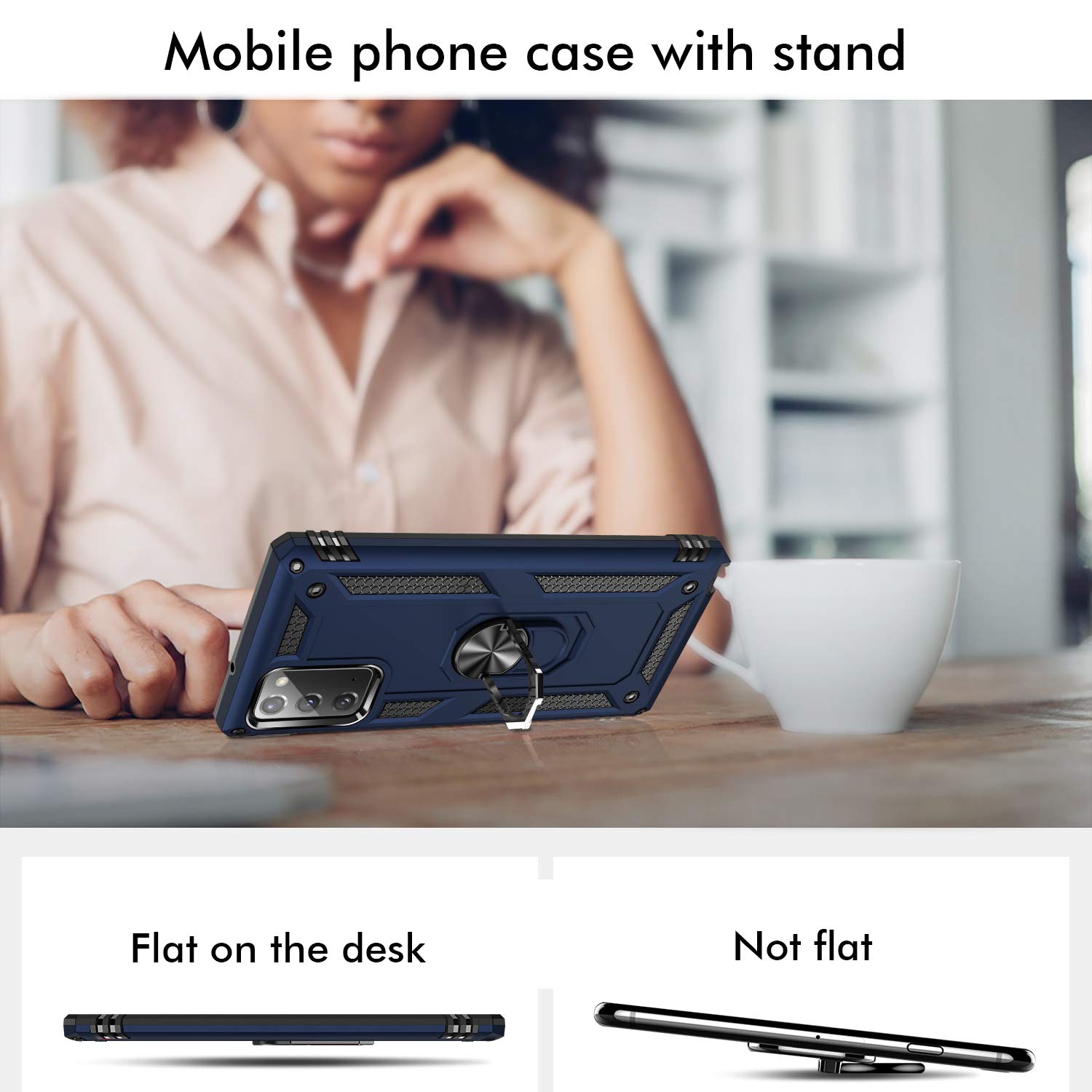 Meifei case for Samsung Galaxy Note 20 Case, Military Grade 360 Degree Rotating Metal Ring Holder Kickstand Protective Phone Cover for Samsung Galaxy Note 20 (5G) 6.7β, 2020 Released Blue