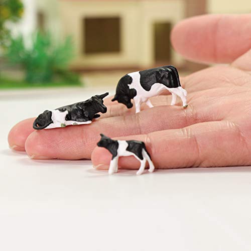 Farm Animals Figure Set,AN8704 36PCS 1:87 Well Painted Model Cows and Figures for HO Scale Model Train Scenery Layout Miniature Landscape New