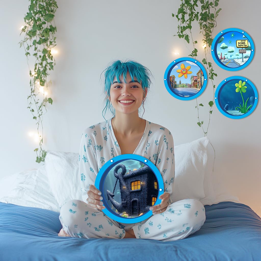 HK Studio Funny Ocean Porthole Cool Room Decor - Room Decor Y2K for Dorm, Teen Bedroom 12" Pack 4