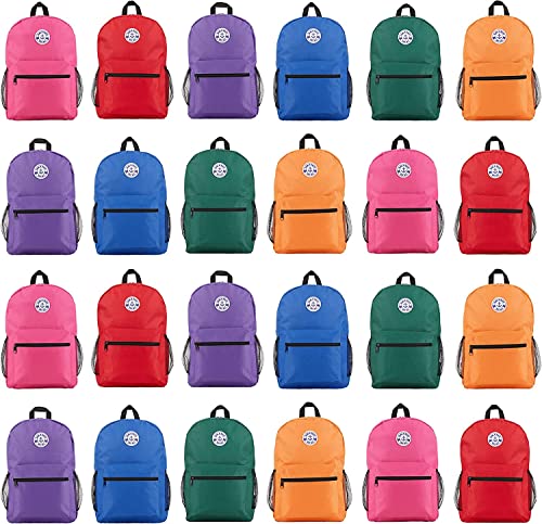 Yacht & Smith 24 Pack 17 Inch Wholesale Backpacks for Students, 12 Assorted Colors - Bulk Case of Bookbags Water Resistant Knapsacks