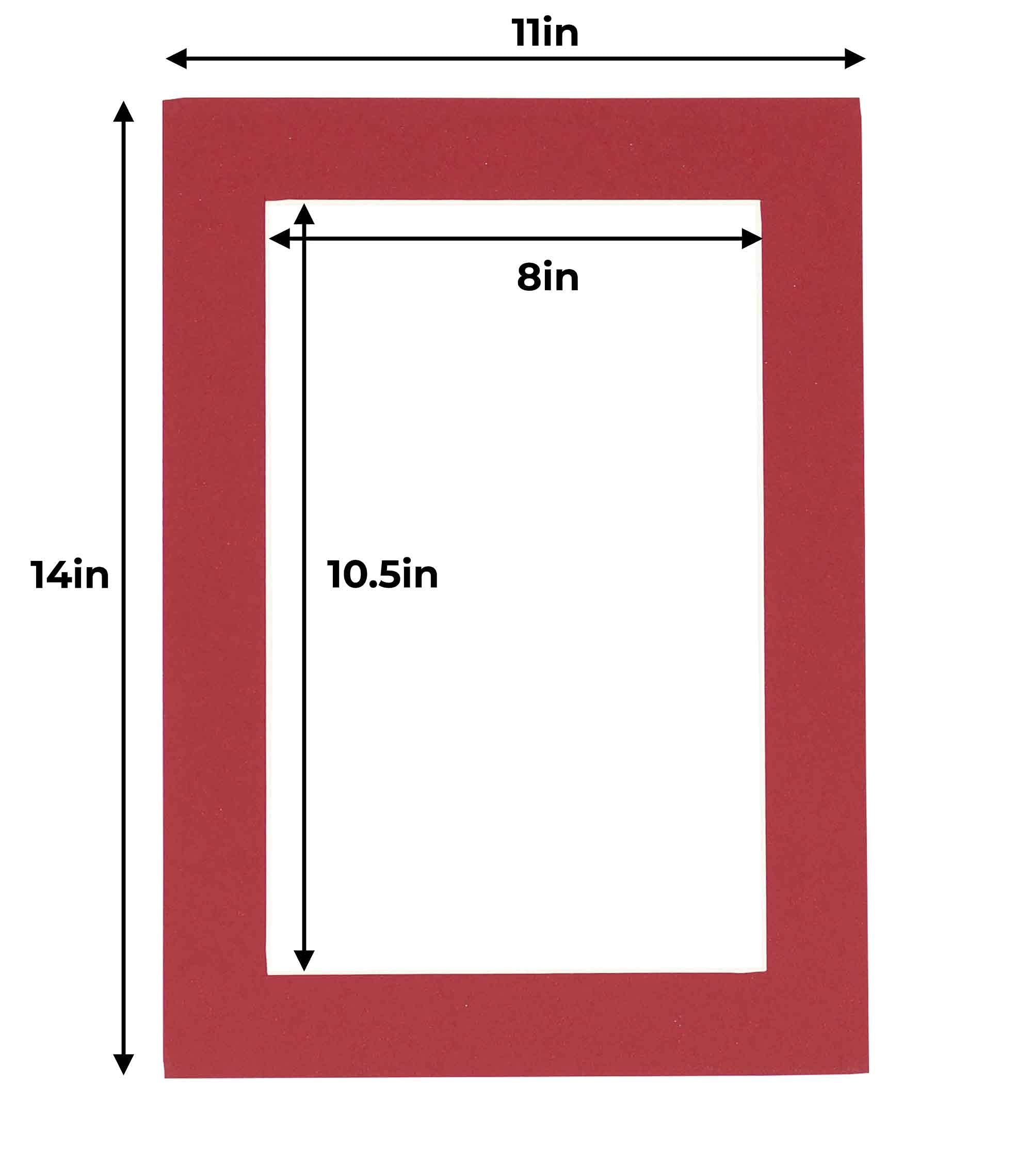 11x14 Mat for 8.5x11 Photo - Precut Deep Red Picture Matboard for Frames Measuring 11 x 14 Inches - Bevel Cut Matte to Display Art 8.5 x 11 Inches - Acid Free ONE MAT with Backing Board & Clear Bag