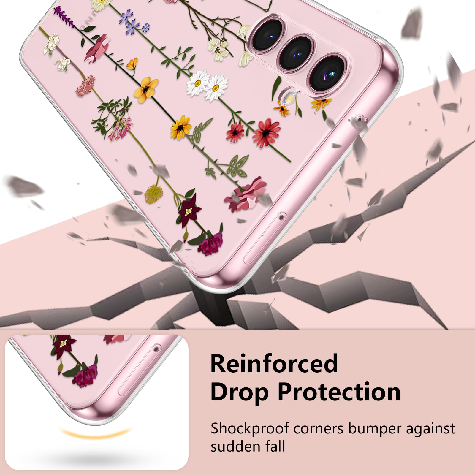 ZTOFERA Floral Case for Samsung Galaxy A34 5G,Clear Cute Flower Pattern Case for Girls Women,Flexible Silicone Protective Slim Shockproof Bumper Phone Cover for Samsung Galaxy A34 5G,Clear