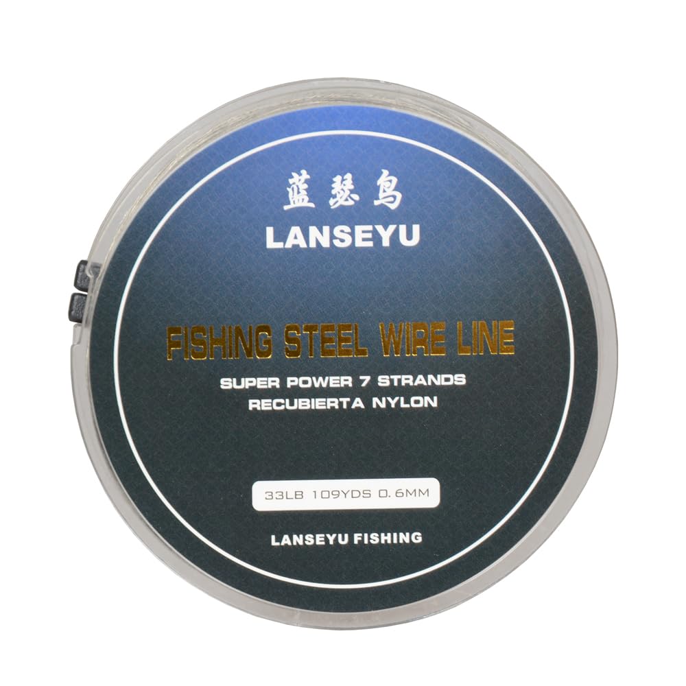 Stainless Steel Fishing Line - 100 Metres, 33 Pound, 0.6mm Nylon Coated, 1x7 Stainless Steel Leader Wire