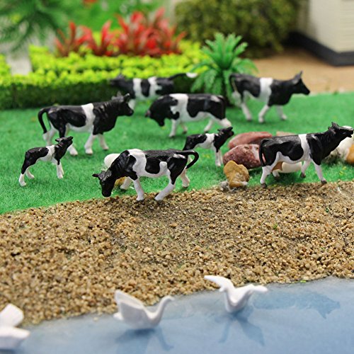 Farm Animals Figure Set,AN8704 36PCS 1:87 Well Painted Model Cows and Figures for HO Scale Model Train Scenery Layout Miniature Landscape New