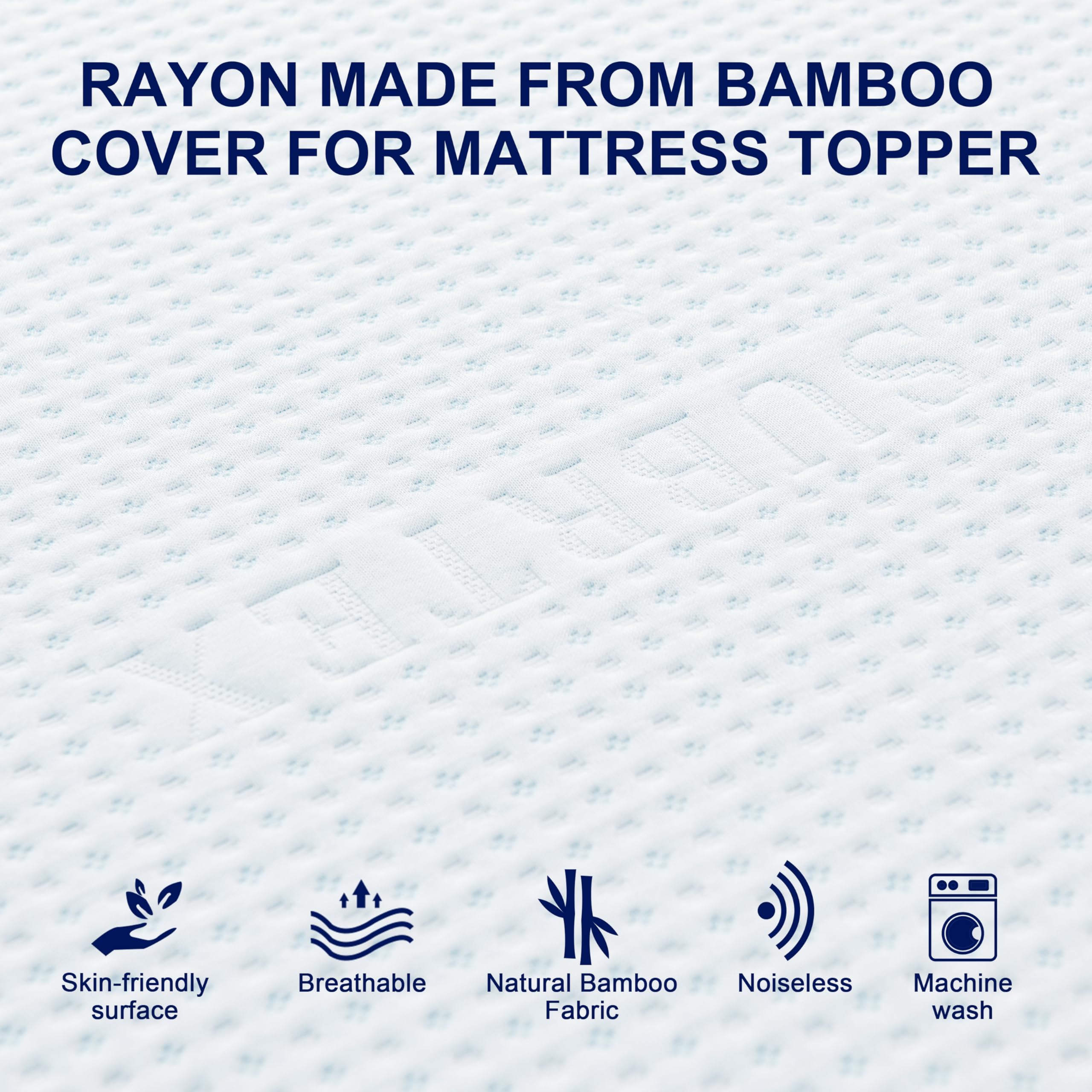 Subrtex 4 Inch Mattress Topper Cover (Only Cover) Mattress Topper Protector Bedding Rayon Made from Bamboo Removable Mattress Encasement with Zippers, Full