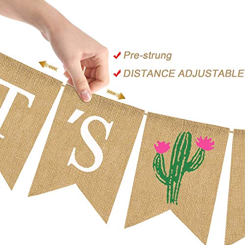 Jute Burlap Let's Fiesta Banner Cinco De Mayo Mexico Theme Birthday Party Baby Shower Garland Decoration