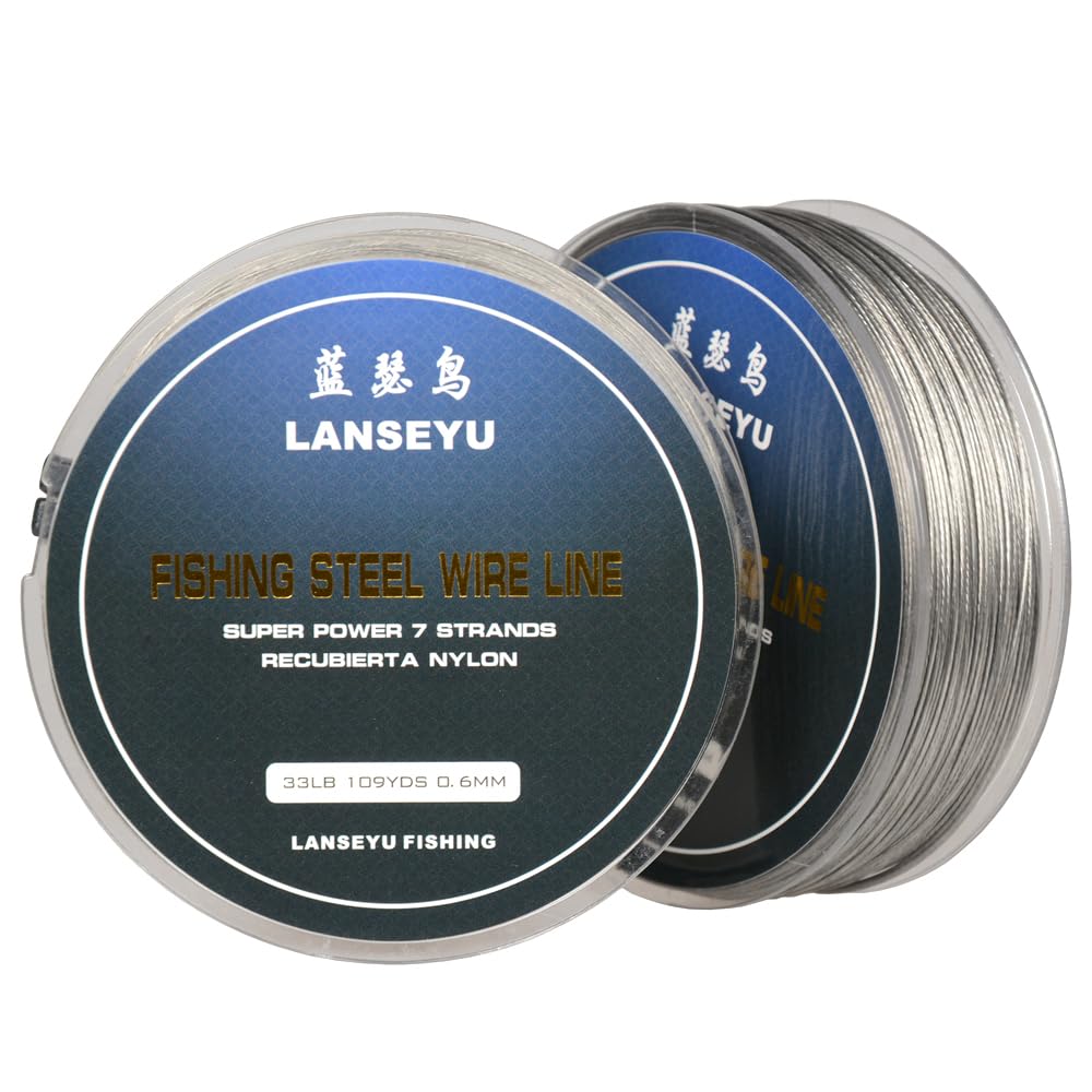 Stainless Steel Fishing Line - 100 Metres, 33 Pound, 0.6mm Nylon Coated, 1x7 Stainless Steel Leader Wire