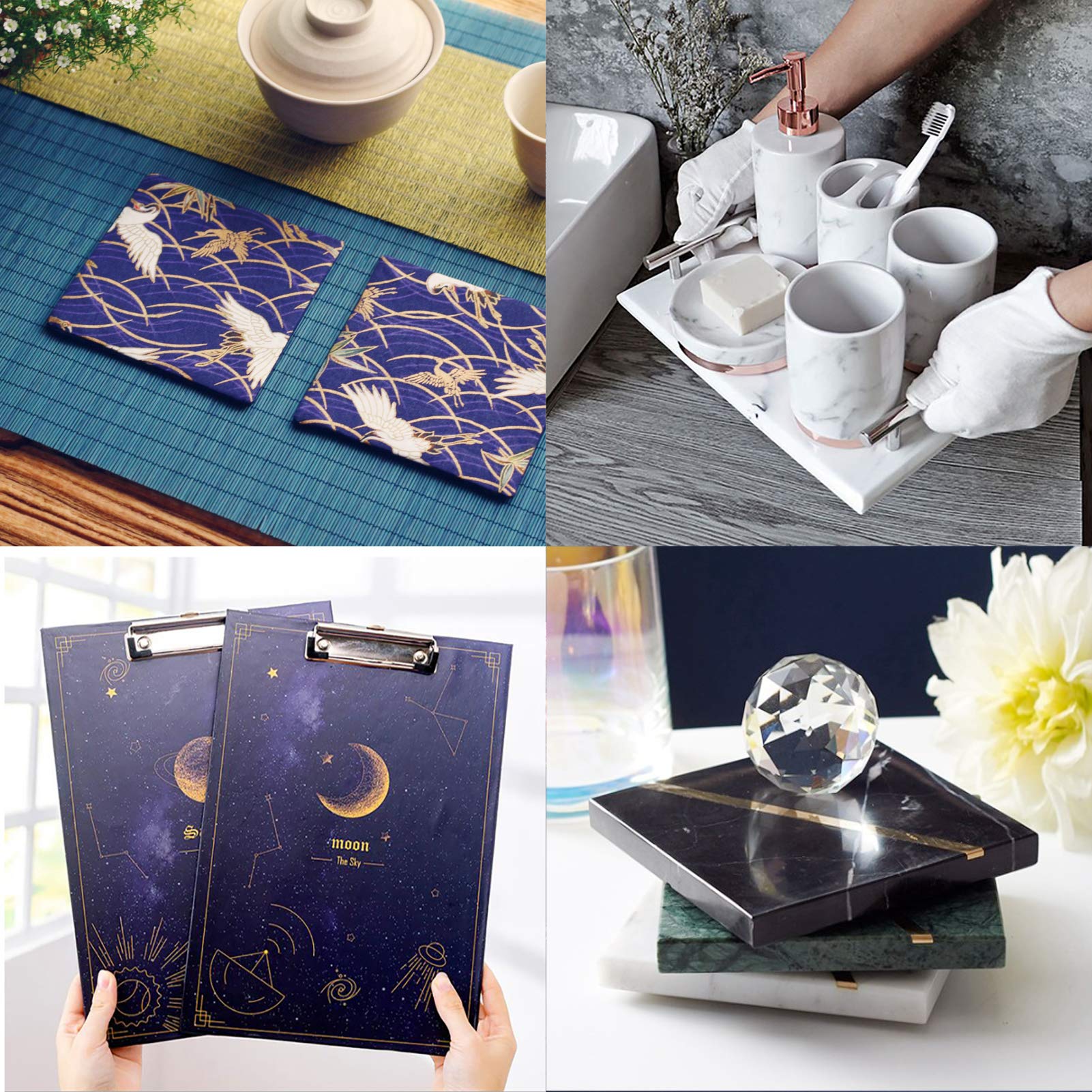 Large Silicone Resin Tray Molds,3PCS Agate Geode Coaster Resin Molds,Include Square Mold,Rectangle Mold,Silicone Mold for Making Coaster,Trays,Cup Mats,Home Decoration