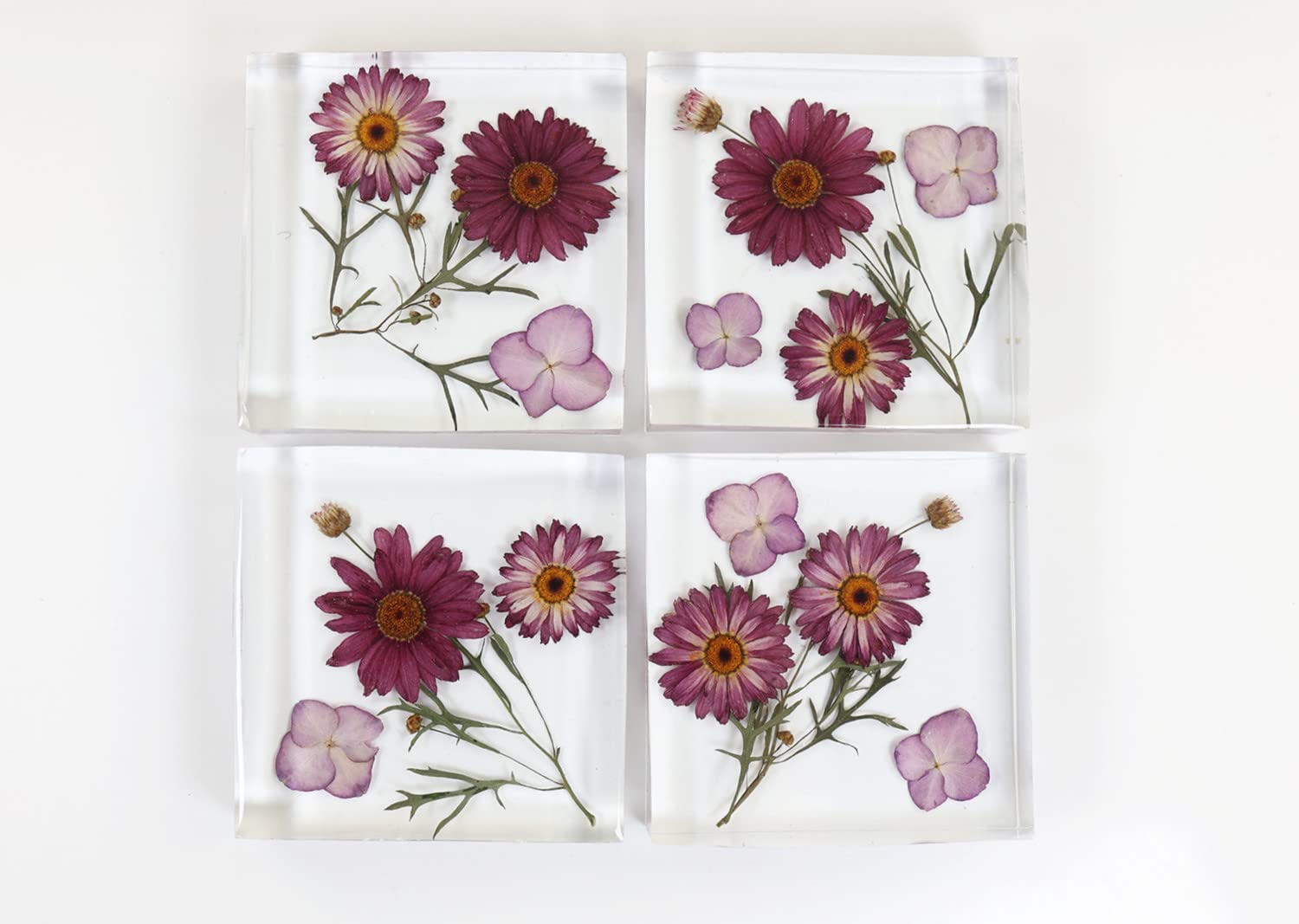 Resin Tray Molds Silicone, 13.5" Large Rectangle Deep Tray Resin Mold and 4 Piece Square Deep Coaster Molds, Silicone Tray Board Table Resin Mold & Handles, Floral Preservation Bouquet Resin Mold