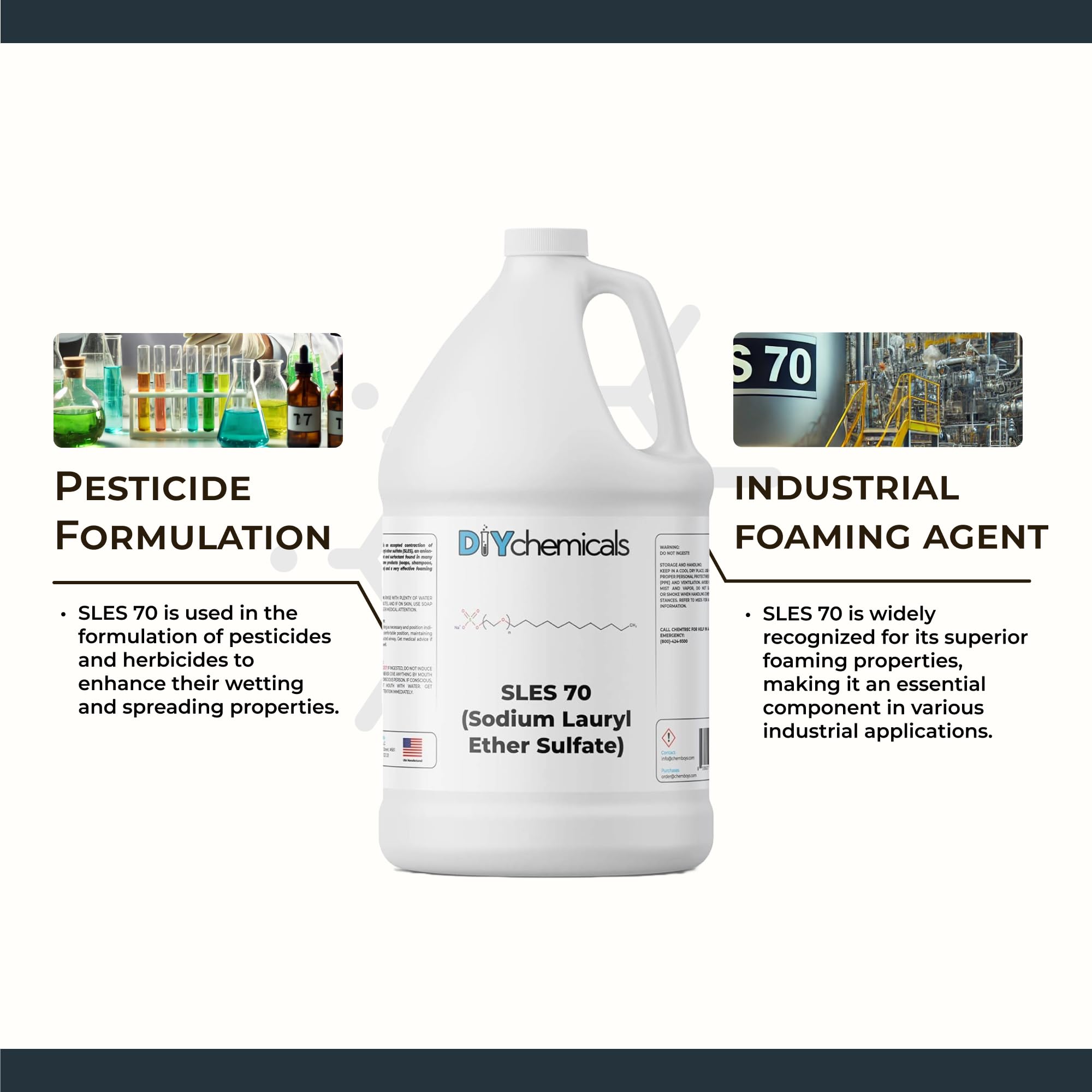 DIYChemicals | High Purity 70% Sodium Lauryl Ether Sulfate (SLES) (1 Gallon)