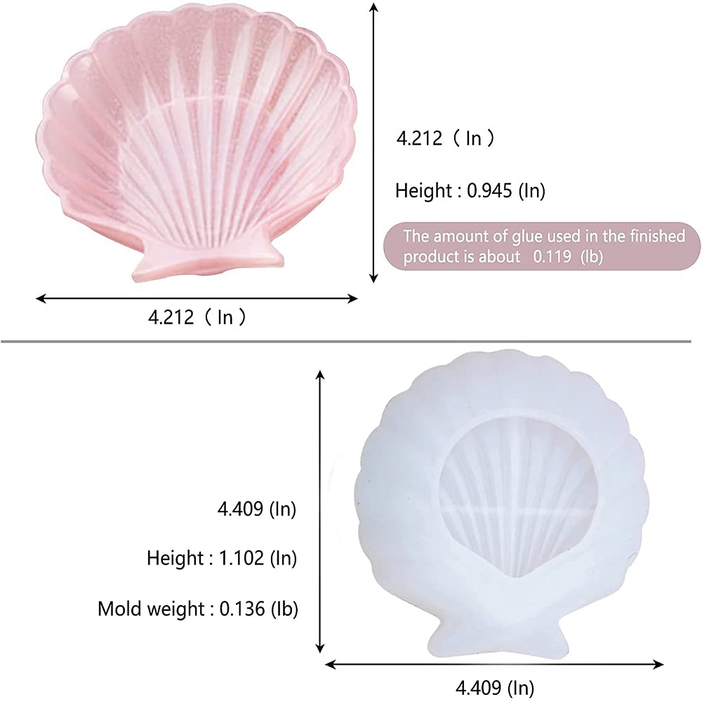 Shell Jewelry Tray Resin Mold, Soap Necklace and Earring Storage Silicone Epoxy Mold Seashell Molds for DIY Crafts Casting Home Decoration