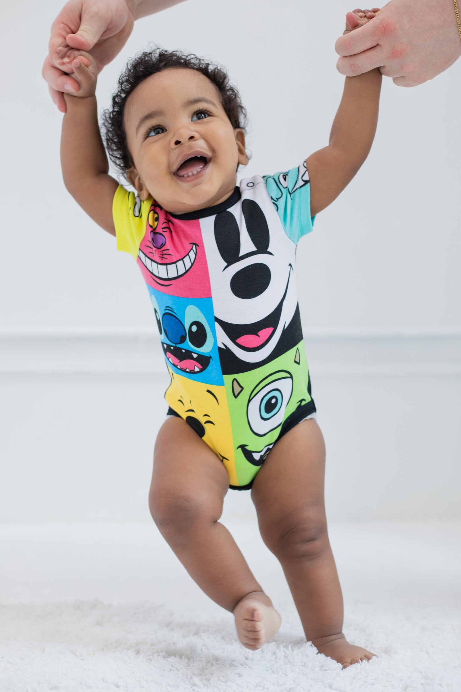 Disney D100 Stitch Mickey Mouse Winnie the Pooh Newborn Baby Boys Bodysuit Multicolor Newborn