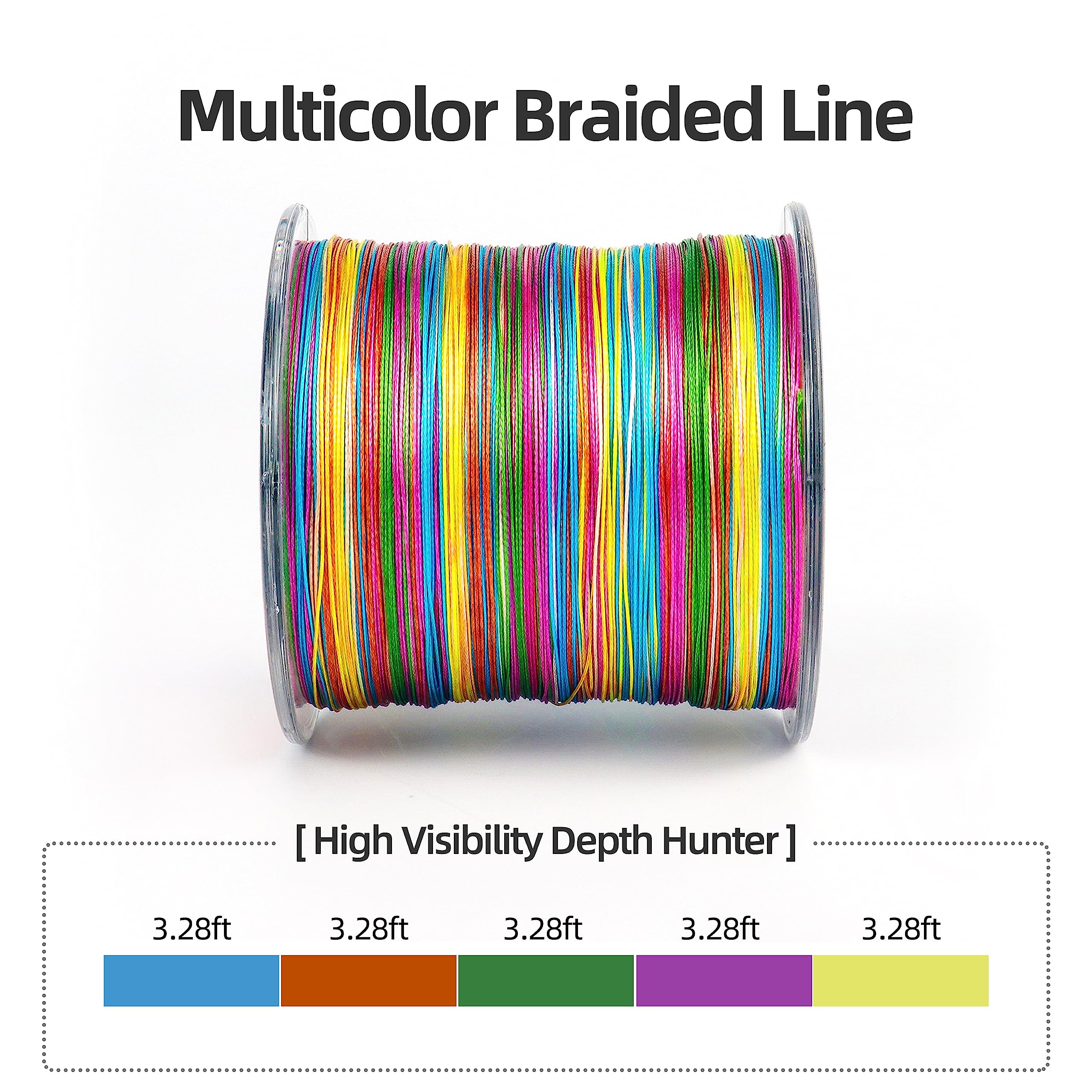 RUNCL Braided Fishing Line, 8 Strand Abrasion Resistant Fishing Line Braid, Super Durable, Smooth Casting, Zero Stretch, Smaller Diameter, Hi Vis, 328-1093 Yards, 12-100LB(40LB,328yds)