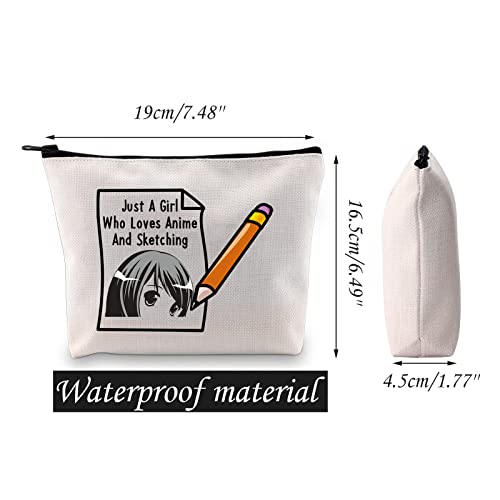 JNIAP Anime Makeup Bag Just A Girl Who Loves Anime And Sketching Cosmetic Pencil Bag Anime Sketching Lover Gift (Anime And Sketching Bag)