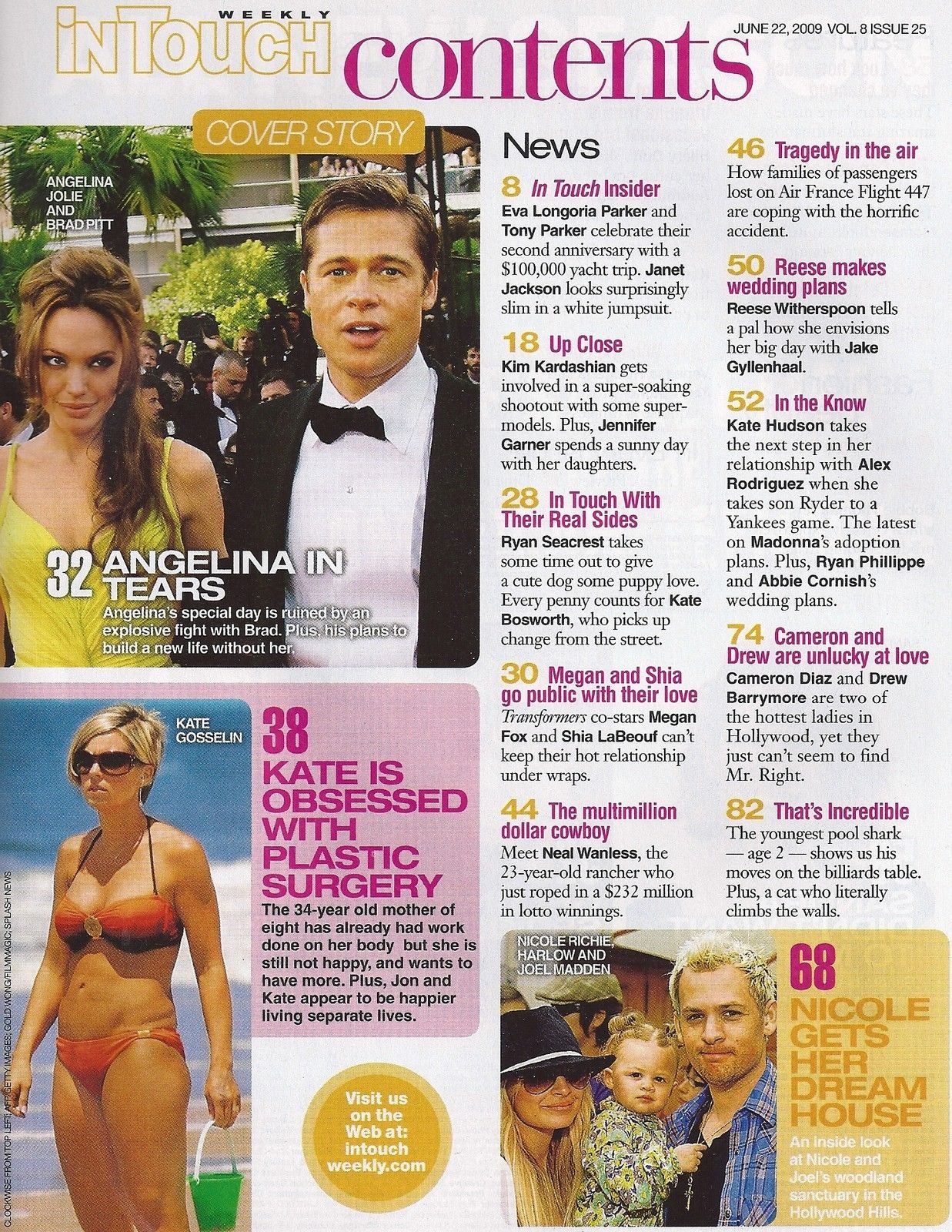 Angelina Jolie & Brad Pitt l Kate Gosselin l Nicole Richie & Joel Madden l Reese Witherspoon - June 22, 2009 In Touch