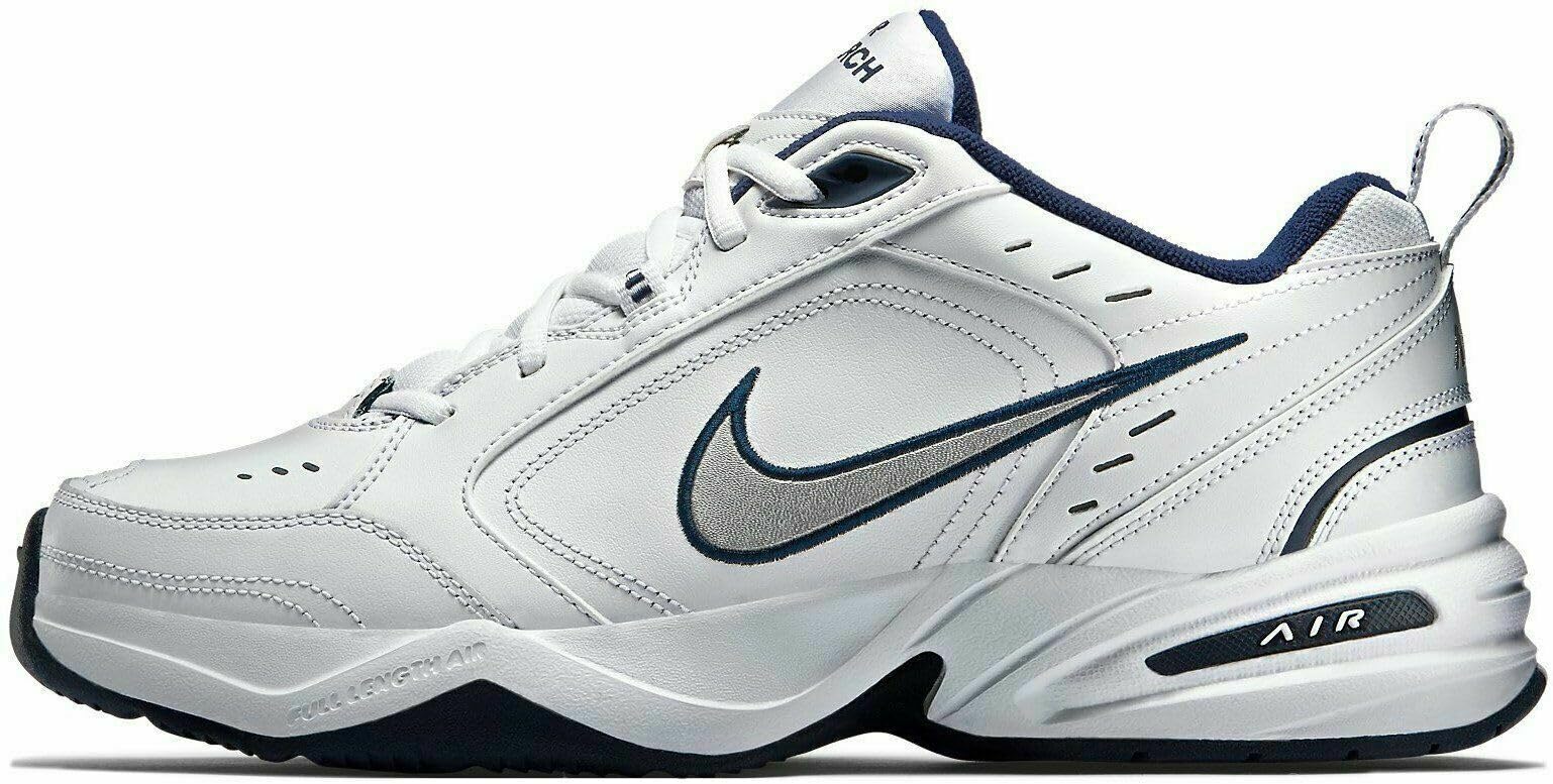 Nike Men's Walking, White Metallic Silver Navy Blue, 10