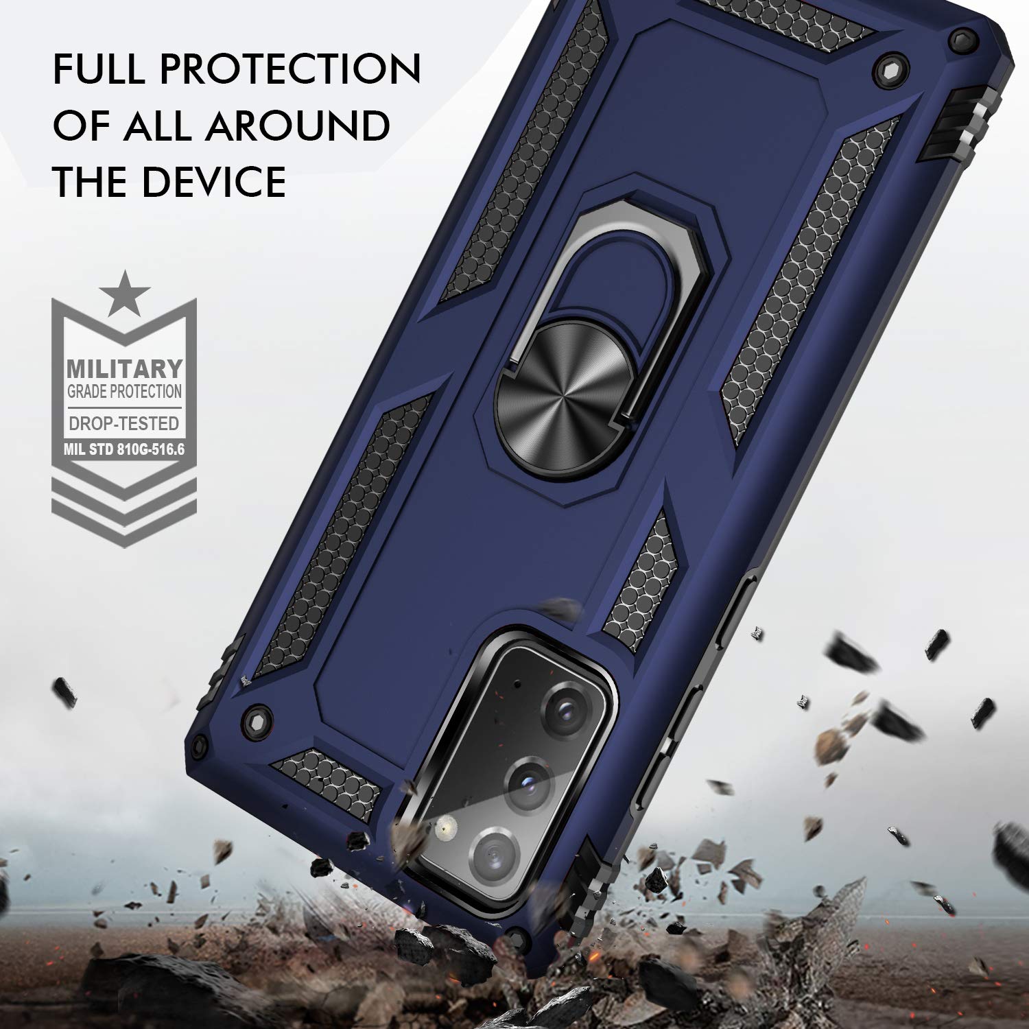 Meifei case for Samsung Galaxy Note 20 Case, Military Grade 360 Degree Rotating Metal Ring Holder Kickstand Protective Phone Cover for Samsung Galaxy Note 20 (5G) 6.7β, 2020 Released Blue