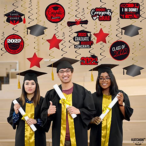 45 Pieces, Red Graduation Hanging Decorations - Large Cutout, No DIY | Graduation Swirls, Red and Black Graduation Decorations 2022, Graduation Hanging Swirls Decorations, Graduation Party Decorations