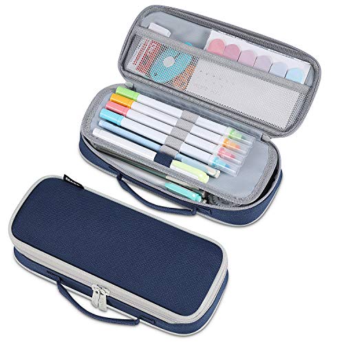 Tiyafuro Pencil Case, Portable Stationery Pencil Pouch, Handheld Pencil Bag with Zipper, Makeup Bag, Multifunctional Pen Pouch, for Boys Teens Adults Students School Office Supplies (Navy Blue)