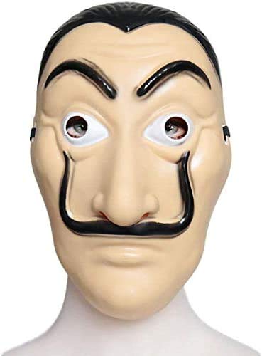AMARONE Money robbery mask salvador Dali MaskCosplay halloween mask Realistic Movie Prop Face Mask… 2pack