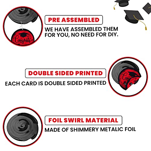 45 Pieces, Red Graduation Hanging Decorations - Large Cutout, No DIY | Graduation Swirls, Red and Black Graduation Decorations 2022, Graduation Hanging Swirls Decorations, Graduation Party Decorations