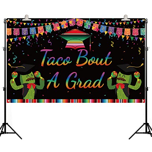 Taco Bout A Grad Backdrop Banner Mexican Graduation Class of 2023 Cactus Cap Party Photography Background Wall Decoration