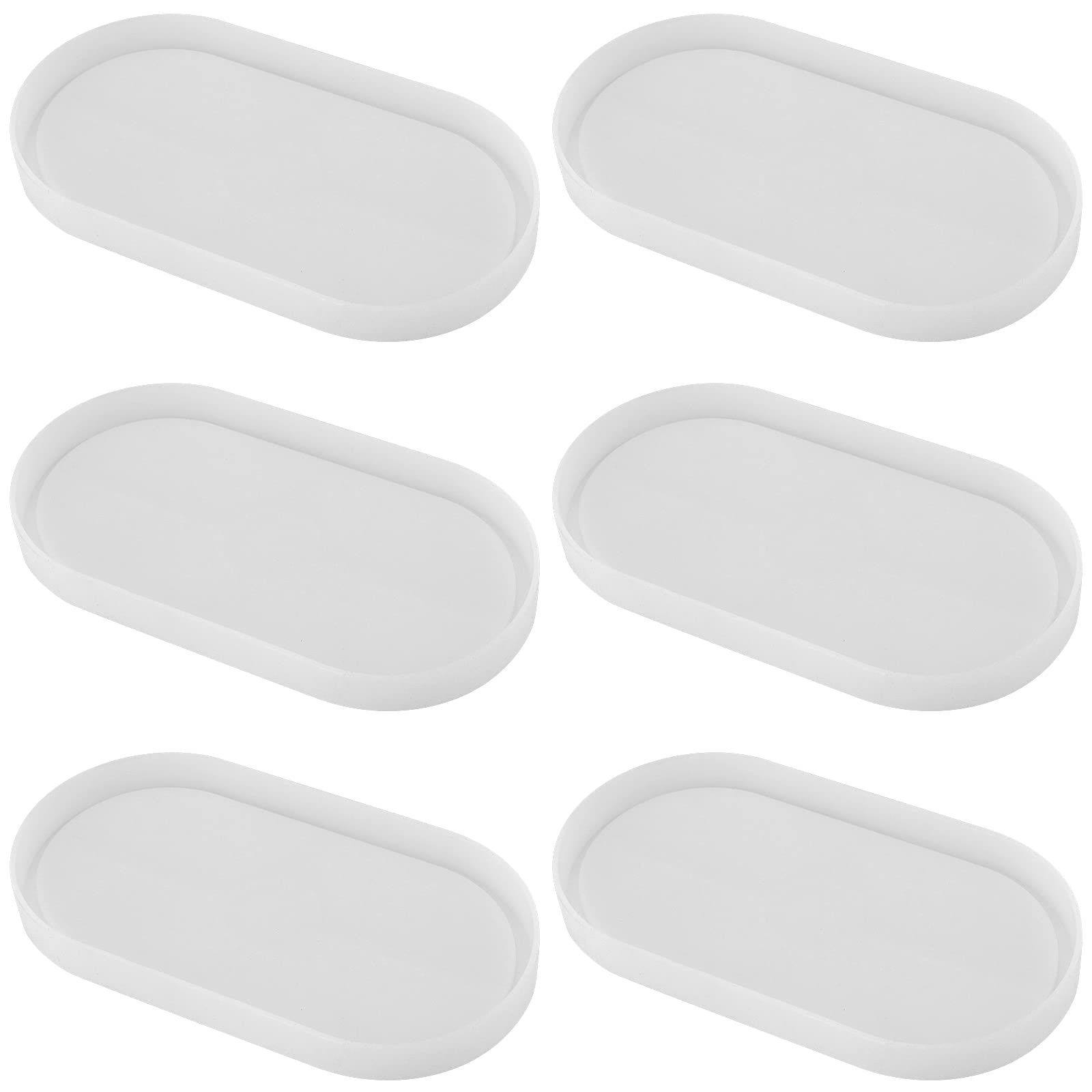 JEUIHAU 6 PCS Oval Resin Tray Mold, Oval Ashtray Mold, Tray Silicone Molds for DIY Jewelry Containers, Epoxy Resin Casting Decorations and Presents