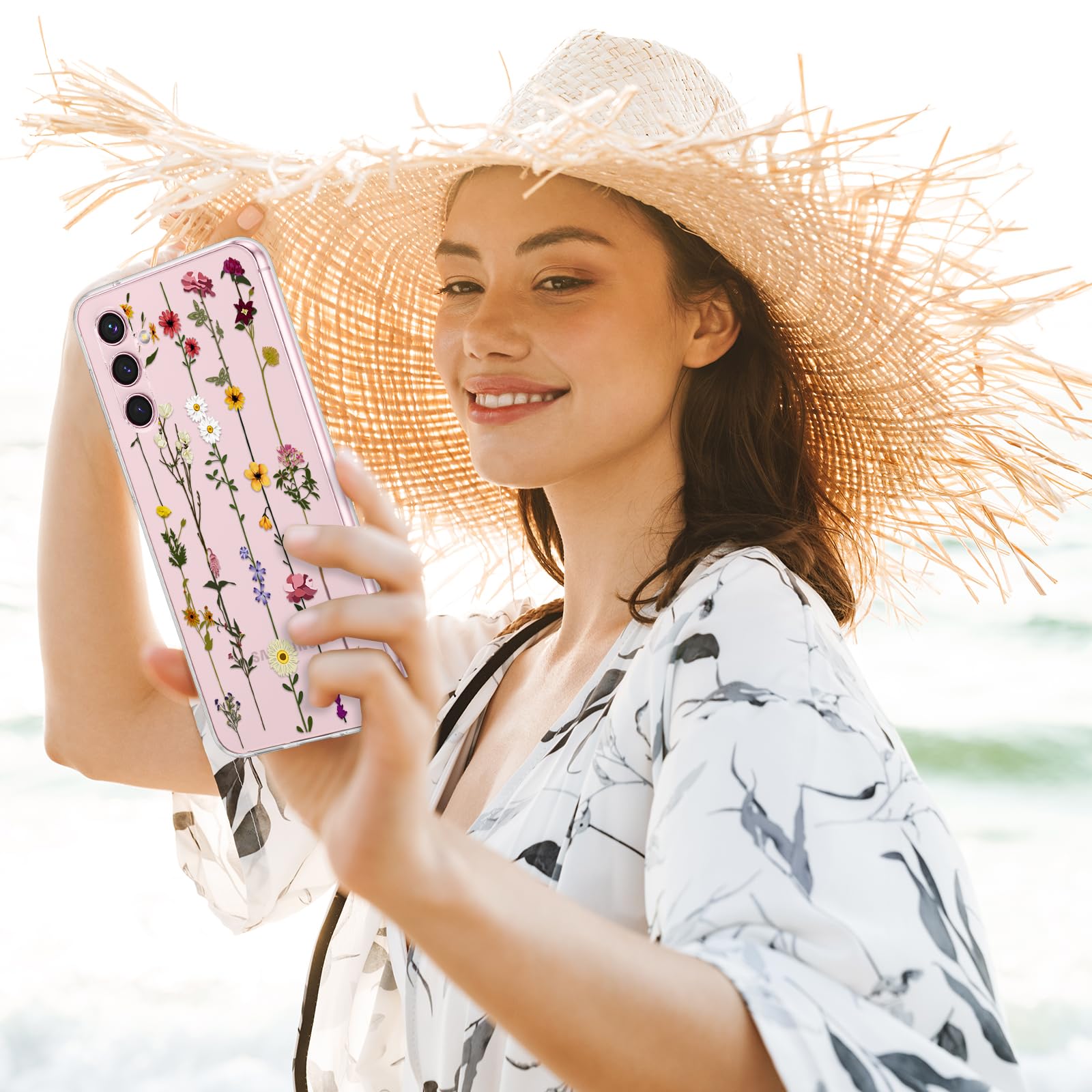 ZTOFERA Floral Case for Samsung Galaxy A34 5G,Clear Cute Flower Pattern Case for Girls Women,Flexible Silicone Protective Slim Shockproof Bumper Phone Cover for Samsung Galaxy A34 5G,Clear