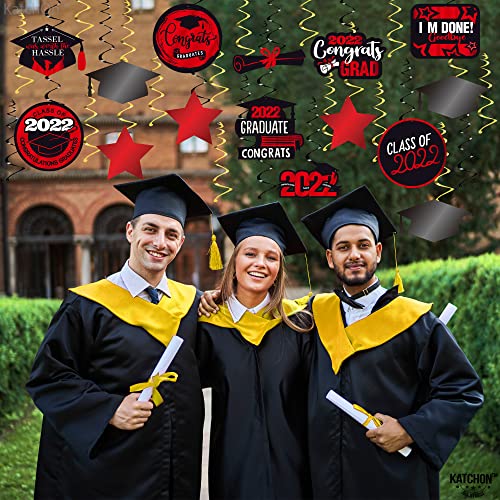 45 Pieces, Red Graduation Hanging Decorations - Large Cutout, No DIY | Graduation Swirls, Red and Black Graduation Decorations 2022, Graduation Hanging Swirls Decorations, Graduation Party Decorations