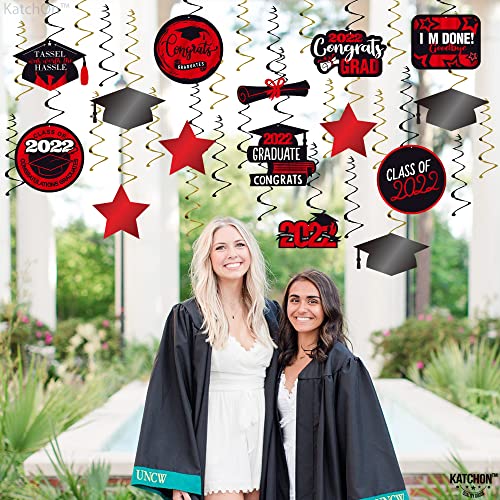 45 Pieces, Red Graduation Hanging Decorations - Large Cutout, No DIY | Graduation Swirls, Red and Black Graduation Decorations 2022, Graduation Hanging Swirls Decorations, Graduation Party Decorations