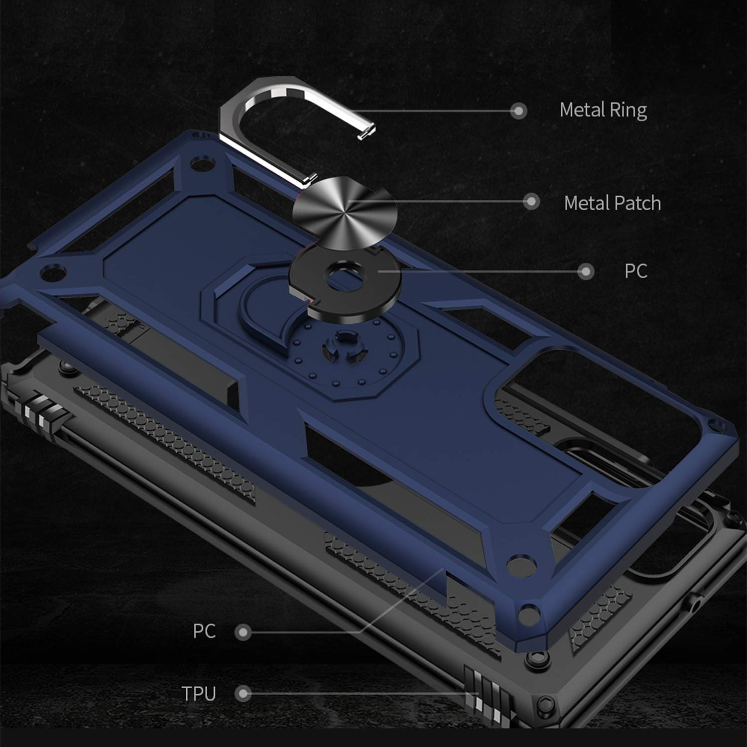 Meifei case for Samsung Galaxy Note 20 Case, Military Grade 360 Degree Rotating Metal Ring Holder Kickstand Protective Phone Cover for Samsung Galaxy Note 20 (5G) 6.7β, 2020 Released Blue