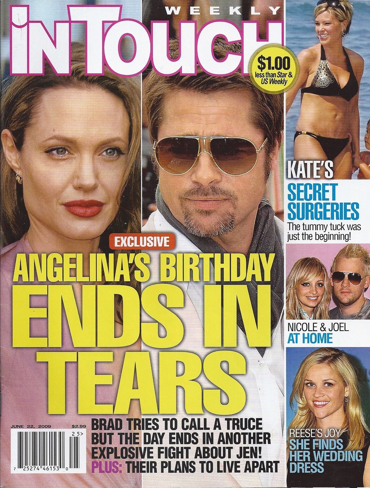 Angelina Jolie & Brad Pitt l Kate Gosselin l Nicole Richie & Joel Madden l Reese Witherspoon - June 22, 2009 In Touch