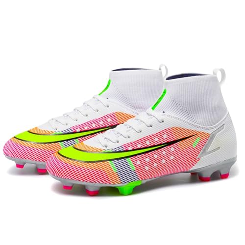 AMZ BSHIDA World Cup Professional Men's Soccer Cleats Adult Firm Ground Football Training Boots TF/AG Soccer Shoe Sneaker（7.5, Red AG