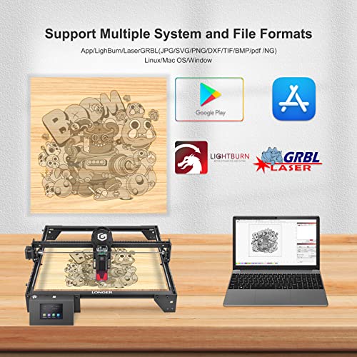 Longer RAY5 Laser Engraver 60W, Laser Engraver 10W Output Power, 32-bit Motherboard, Compresed Spot CNC, App Offline Control, DIY Engraver Tool for Metal/Glass/Wood, Engraving Area 15.7"x15.7"