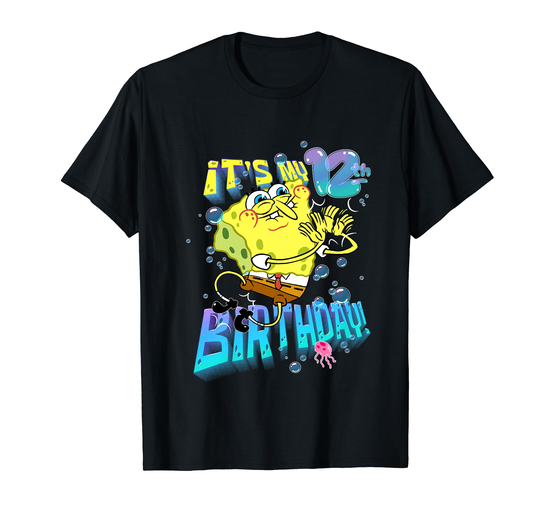 Mademark x SpongeBob SquarePants - Spongebob It's My 12th Birthday Boy Girl Kid B-Day Spongebob T-Shirt