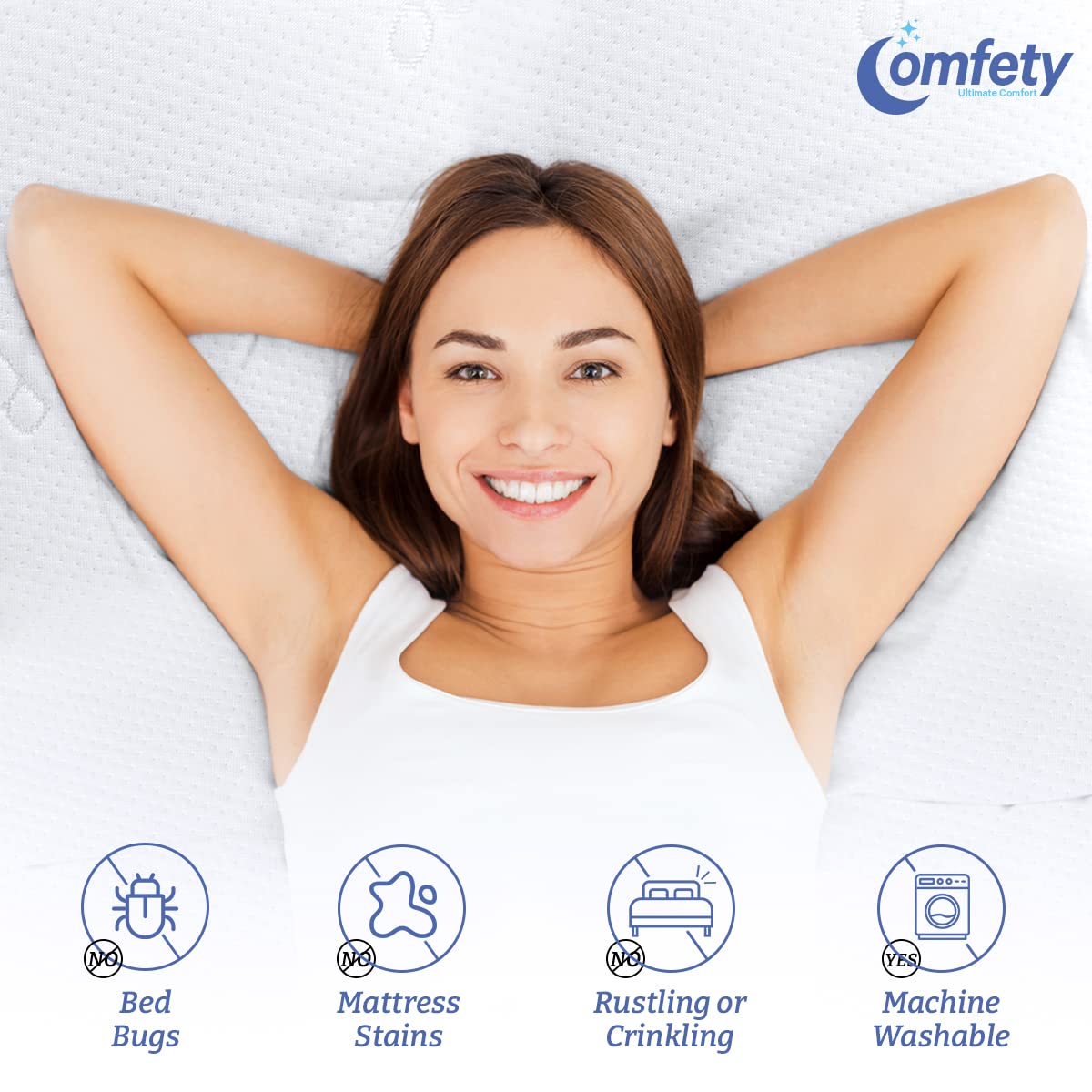 Comfety Twin Size Waterproof Mattress Protector - Cooling, Hypoallergenic, Breathable, Washable, Noiseless, 100% Viscose Bamboo