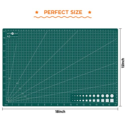 HTVRONT Self Healing Cutting Mat, 12" x 18" Double Sided Craft Mat, Non-Slip & Rotary Cutting Mat for Sewing, Scrapbooking, Quilting, Scrapbooking, Arts, Crafts Project(A3)