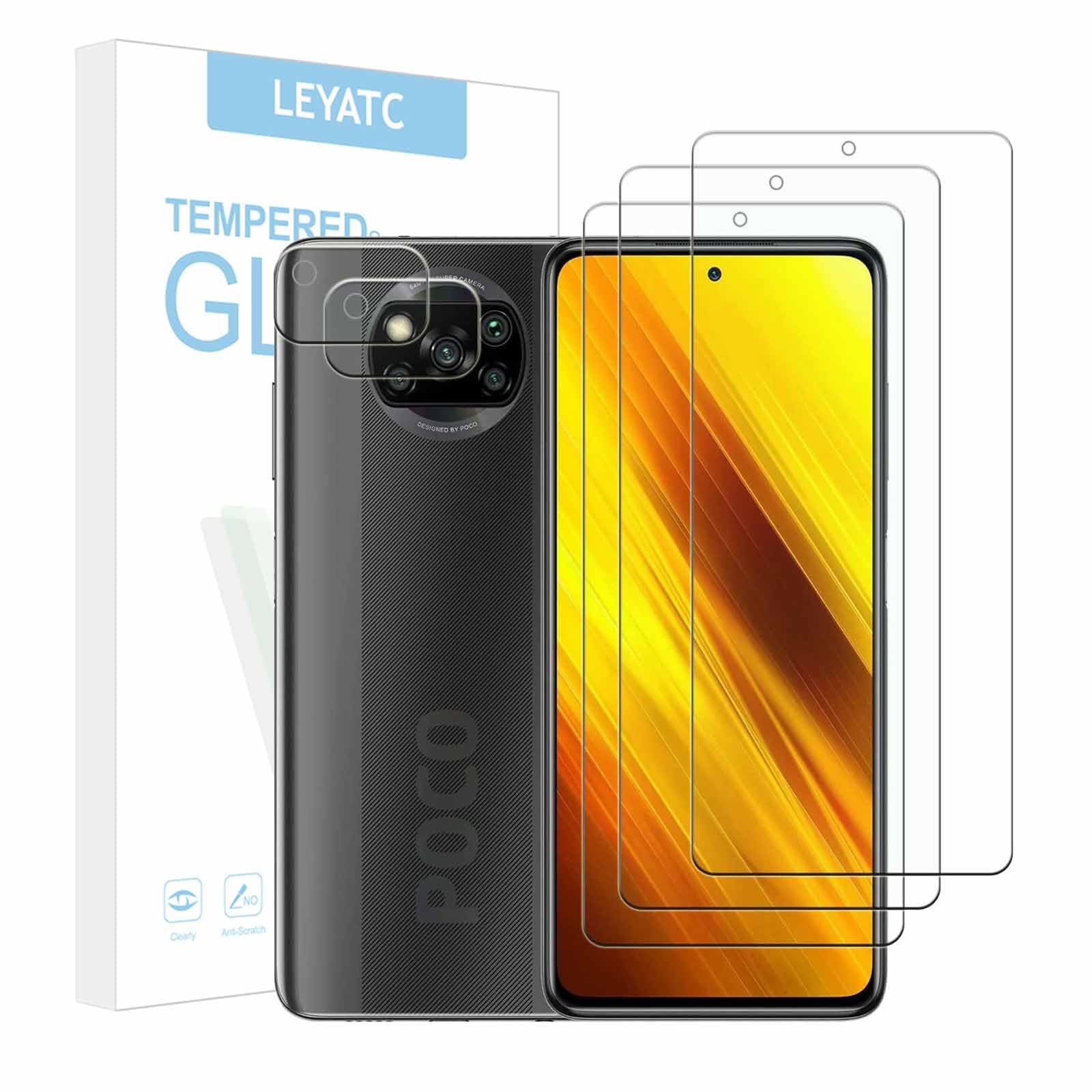 [3+2 Pack] 3 Pack for Xiaomi Poco X3 NFC/Poco X3 Pro Screen Protector +2 Pack Camera Lens Protector, [9H Hardness][Bubble-Free] [Shatter Proof] [Anti-fingerprint [Easy Installation] HD Tempered Glass Film Screen Protector Compatible with Xiaomi Poco X3 NF
