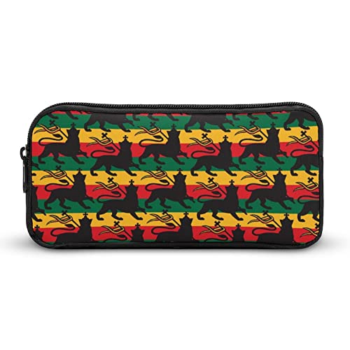 Rastafarian Lion Flag Pencil Case Makeup Bag Big Capacity Pouch Organizer for Office College