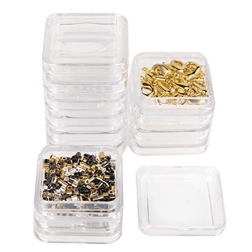 The Beadsmith Personality Case β 2 Clear Square Stacker Jar Set β Each Stack Measures 1.25 x 2.3 inches - Total 10 Jars and 2 lids, for Storage of Small Items, Crafts, Jewelry, Hardware