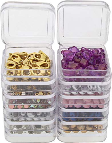 The Beadsmith Personality Case β 2 Clear Square Stacker Jar Set β Each Stack Measures 1.25 x 2.3 inches - Total 10 Jars and 2 lids, for Storage of Small Items, Crafts, Jewelry, Hardware