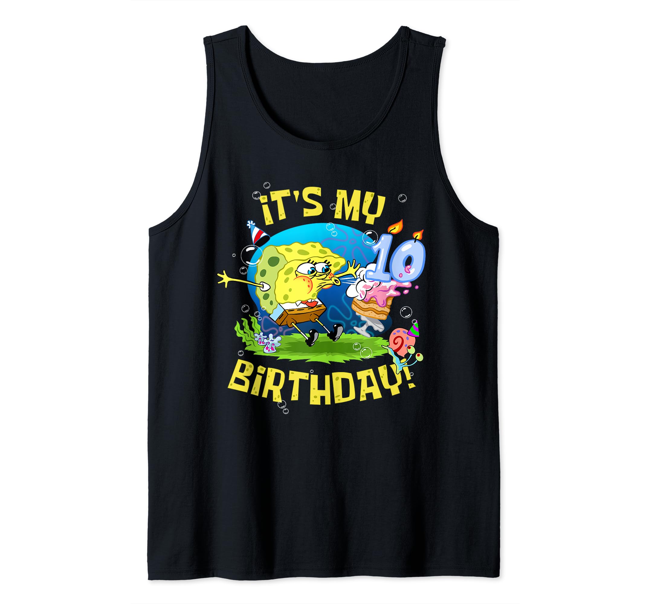 Mademark x SpongeBob SquarePants - Spongebob It's My 10th Birthday Cake B-Day Kids Spongebob Tank Top