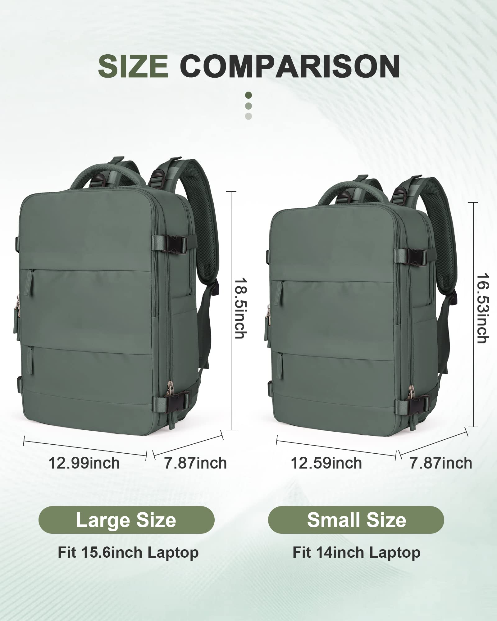 UPPACK Travel Backpack For Women Men Carry On Backpack Flight Approved Gym Bag With Shoe Compartment Hiking Waterproof Laptop Backpack College Essentials Olive Green