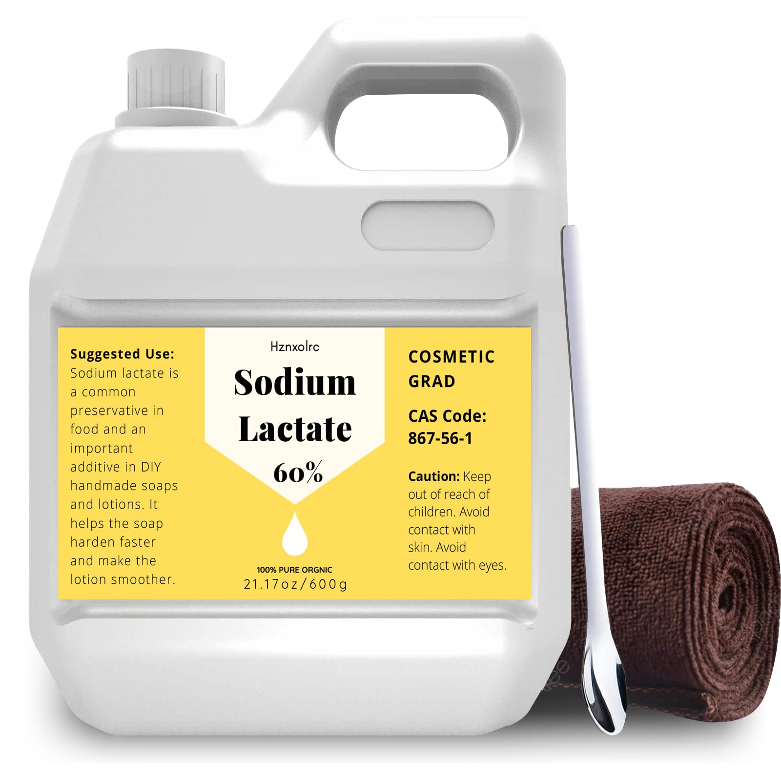 21.17 Ounce Sodium Lactate for Soap Making & Lotions, Premium Sodium Lactate Liquid, 60% Concentration, Cosmetic Grade, Moisturize Anti-Aging, Makes Soap Harder and Unmold Faster