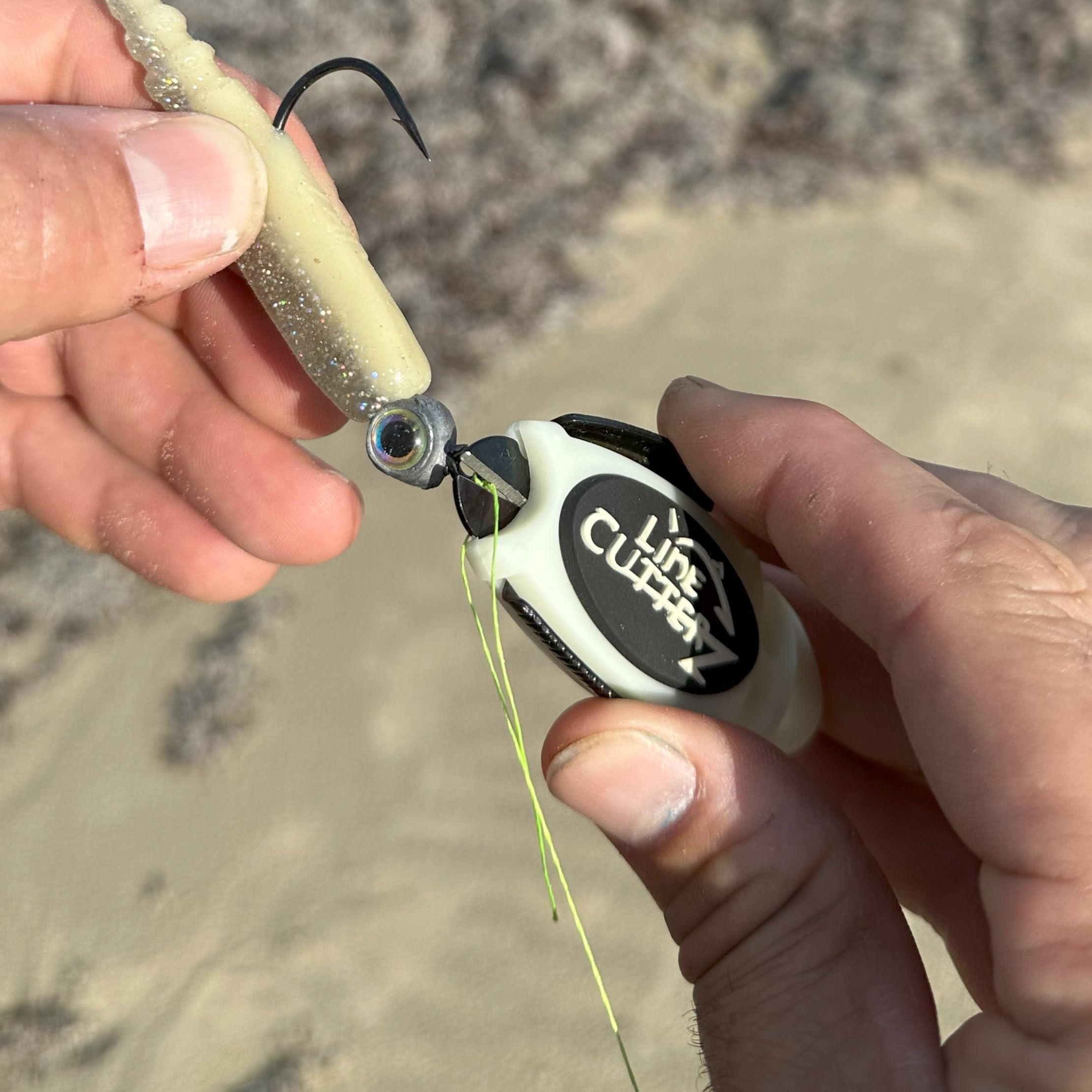 LINE CUTTERZ Patented Dual Hybrid Ceramic Cutter + Stainless Steel Micro Scissors Fishing Line Clipper - Glow-in-the-Dark