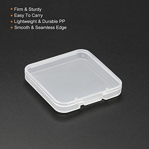 PATIKIL Clear Storage Container with Hinged Lid 40x6.5mm, 12 Pack Plastic Square Box for Beads Art Craft