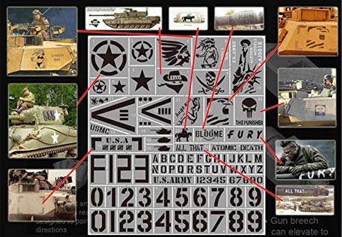 Spray Board Spray Stencil Hobby Tools, Stainless Steel Stencil, Fits 1/35 Scale Military USA Armed Vehicle Model Kit